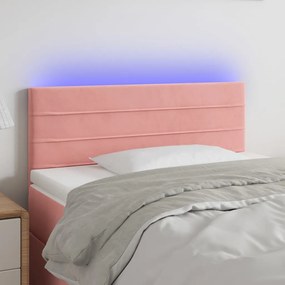 Čelo postele s LED růžové 100x5x78/88 cm samet 3121799