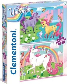 Clementoni PUZZLE Věřím v jednorožce / 2x20 dílků / od 3 let
