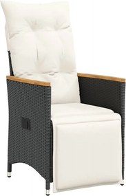9dílný zahradní bistro set s poduškami černý polyratan 3276966