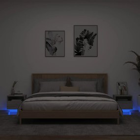 vidaXL Noční stolky s LED osvětlením 2 ks šedé sonoma 40 x 39 x 37 cm