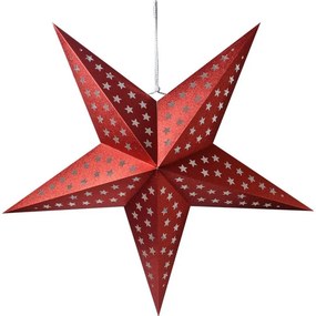 Červená závěsná vánoční papírová hvězda XL - 90*20*90 cm