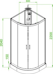 BPS-koupelny Hydromasážní box HYD-Porto 01C 100x100 cm černá/transparent