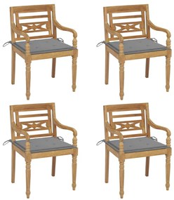 Židle Batavia s poduškami 4 ks masivní teakové dřevo,  3073296