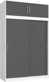 Šatní skříň posuvná s nástavbou Mono 150 cm bílá/grafitová šedá