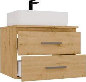 Závěsná skříňka pod umyvadlo s deskou Nel 2S 60 cm dub Artisan