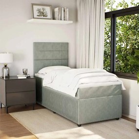 Box spring postel s matrací světle šedá 90x200 cm samet 3294538