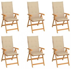 Zahradní židle 6 ks teak / látka Dekorhome Červená / bílá