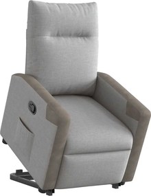 Zvedací polohovací křeslo obláčkově šedé textil 3324089