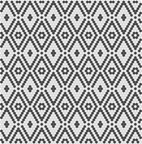Hisbalit Skleněná mozaika bílá; černá; černo-bílá Černobílá Mozaika RITMO 2,3x2,6 (33,3x33,3) cm - HEXRTM