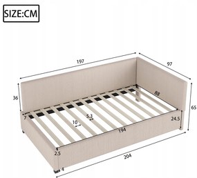Arhatreya Čalouněná rozkládací pohovka 90*200cm jednolůžko béžová