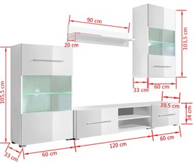vidaXL Marketos Pětidílná obývací stěna s LED osvětlením bílá