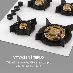 Klarstein Goldflame 4, plynová varná deska, 4 mosazné hořáky, sklokeramika