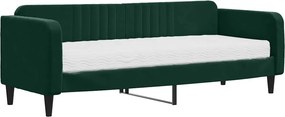 Válenda s matrací tmavě zelená 80 x 200 cm samet 3197034