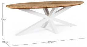 BIZZOTTO Oválný zahradní stůl PALMDALE 240x100cm bílé nohy 0804740