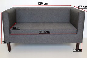 WMIL Pohovka SAVANNAH, 120 cm šedá Dekor nohou: Ořech