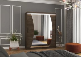 Posuvná skříň se zrcadlem a LED osvětlením DOLORES 180