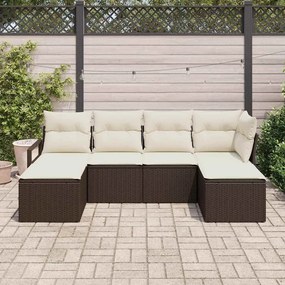 Set pohovek 6 ks Hnědá a krémová polyratan 3355157