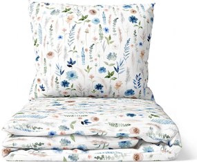 Perkálové bavlněné povlečení Boho zahrada - modré Velikost: 140 x 200 + 70 x 90