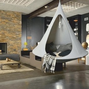 Kondela Závěsné houpací křeslo, světle šedá, KLORIN NEW BIG SIZE CACOON HAMMOCK