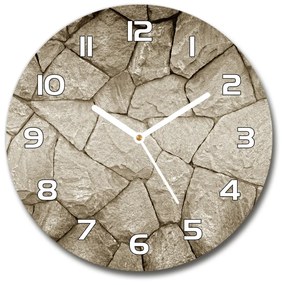 Wallmuralia Skleněné hodiny kulaté Stěna z kamení fi 30 cm