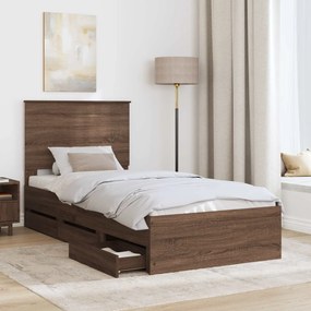 Rám postele se zásuvkou Hnědý dub 75 x 190 cm Inženýrské dřevo 3409516