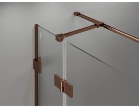 Mexen Lunar T, sklápěcí sprchový kout levý 110 x 110 cm, 8mm čiré sklo, profil růžové zlato, 834T-110-110-60-00-L