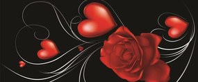 Postershop Fototapeta: Růže a srdce - 104x250 cm