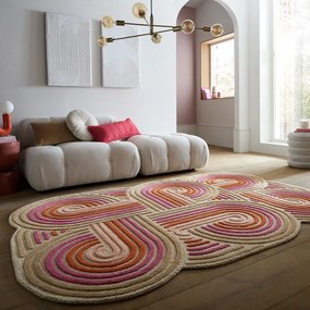 Růžový ručně tkaný vlněný koberec 160x230 cm Spiral Shaped – Flair Rugs