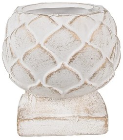 Bílý cementový obal na květináč ve tvaru obrácené šišky Skylar – 14x14 cm