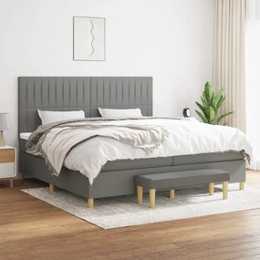 Box spring postel s matrací tmavě šedá 200x200 cm textil 3137342