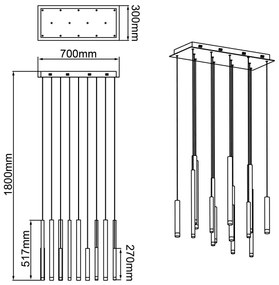 Brilliant -LED Stmívatelný lustr na lanku CEMBALO LED/60W/230V chrom/černá/hnědá