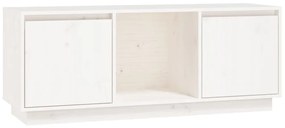 TV skříňka bílá 110,5 x 35 x 44 cm masivní borové dřevo