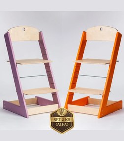 Lucas Wood Style - rostoucí židle ALFA III zvýhodněný set 2 ks - lila + oranžová