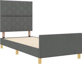 Rám postele s čelo Tmavě šedá 90 x 190 cm textil 3344768