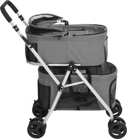 2patrový skládací kočárek pro psa šedý 83 x 48 x 97 cm oxford 172205