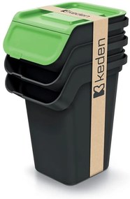 Sada 3 odpadkových košů KADDI s filtrem 3 x 25 L černá