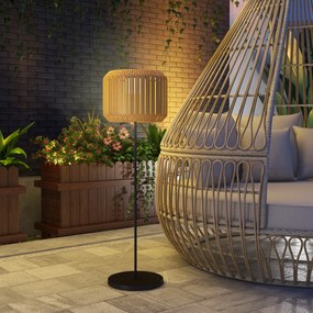 Outsunny Ratanové venkovní světlo, solární zahradní lampa, automatické zapínání, LED, odolné proti povětrnostním vlivům, kovový rám, Ø34 x 130 cm, če…