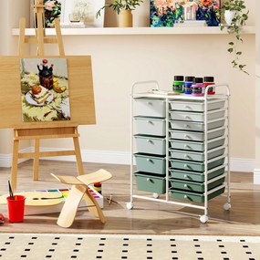 Costway Pojízdný vozík s 15 stohovatelnými zásuvkami pojezdový vozík