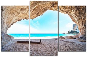 Obraz na plátně - Výhled na pláž z jeskyně 140C (135x90 cm)