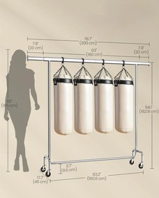 Stojan na oblečení Fabio s nastavitelnou šířkou 160/200 cm chromovaný