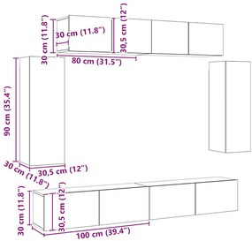vidaXL Marketos 6dílný set TV skříněk dub sonoma kompozitní dřevo