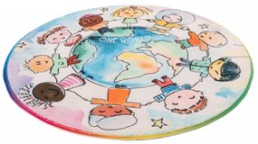 Obsession koberce Dětský kusový koberec Juno 477 World Map kruh ROZMĚR: 80x80 (průměr) kruh