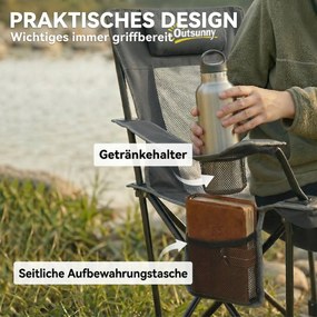 Outsunny sada 2 skládacích kempingových židlí – nastavitelná opěrka zad, opěrka nohou, držák na nápoj a opěrka hlavy, zahradní a plážové, nosnost 120…