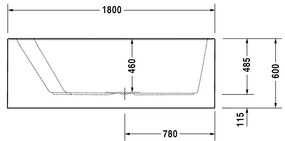 Duravit Paiova - vana 180x140 cm, s vytvarovaným sklonem pro záda na levé straně, s panelem a nohami 700268000000000