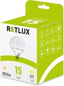 RETLUX RLL 644 G95 E27 bigG 15W / 2025 lm / 3000K - teplá bílá / D