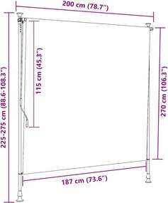 Venkovní roleta 200 x 270 cm krémová 145942