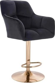 LuxuryForm DESIGN Barová židle AMALFI VELUR na zlaté kulaté podstavě - černá