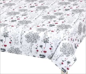 Bellatex Ubrus DITA Větvička šedá, červená, bílá rozměr 80x80 cm