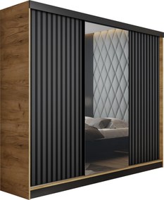 Posuvná skříň MALANI 200 - dub Craft zlatý + grafitový 200x205x59 cm