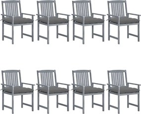 vidaXL Zahradní židle s poduškami 8 ks masivní akáciové dřevo [3078257] Barva: Šedá